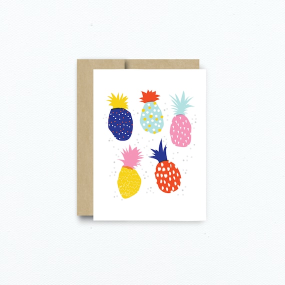Items similar to Pineapple greeting card. Thank You Card. Blank ...
