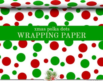 Red And Green Polka Dots Christmas Wrapping Paper | Green And Red ...