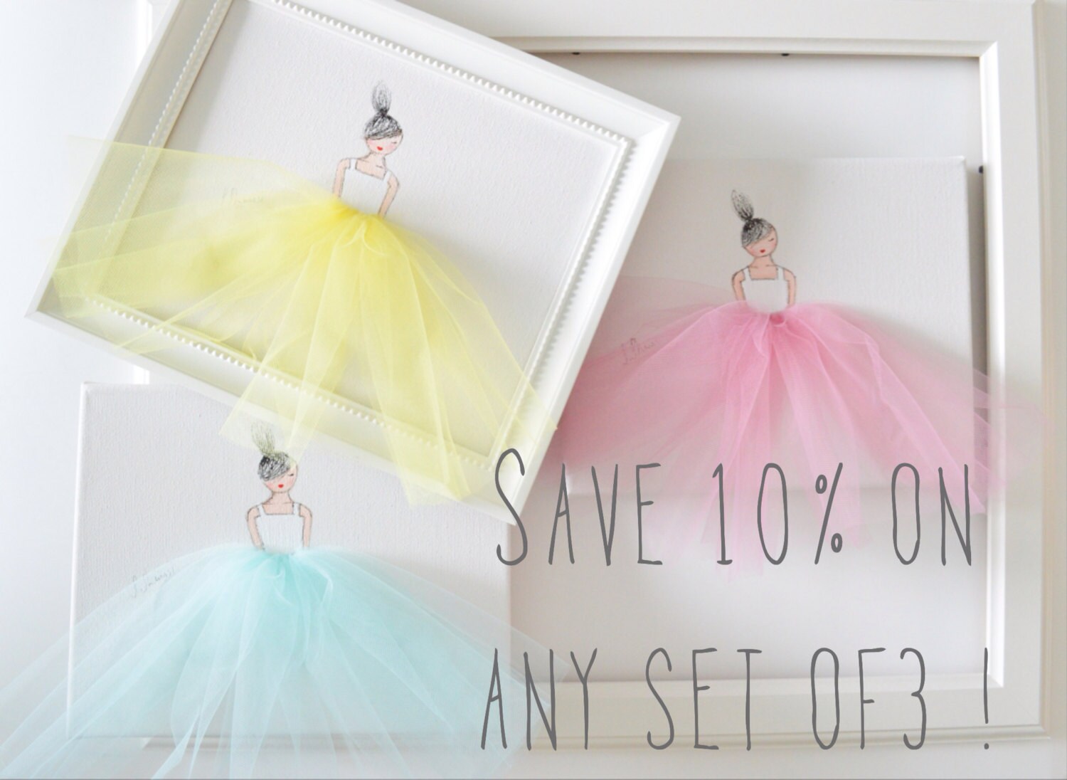 Ballerina Art Girl's Room Decor Nursery Art Any Set of