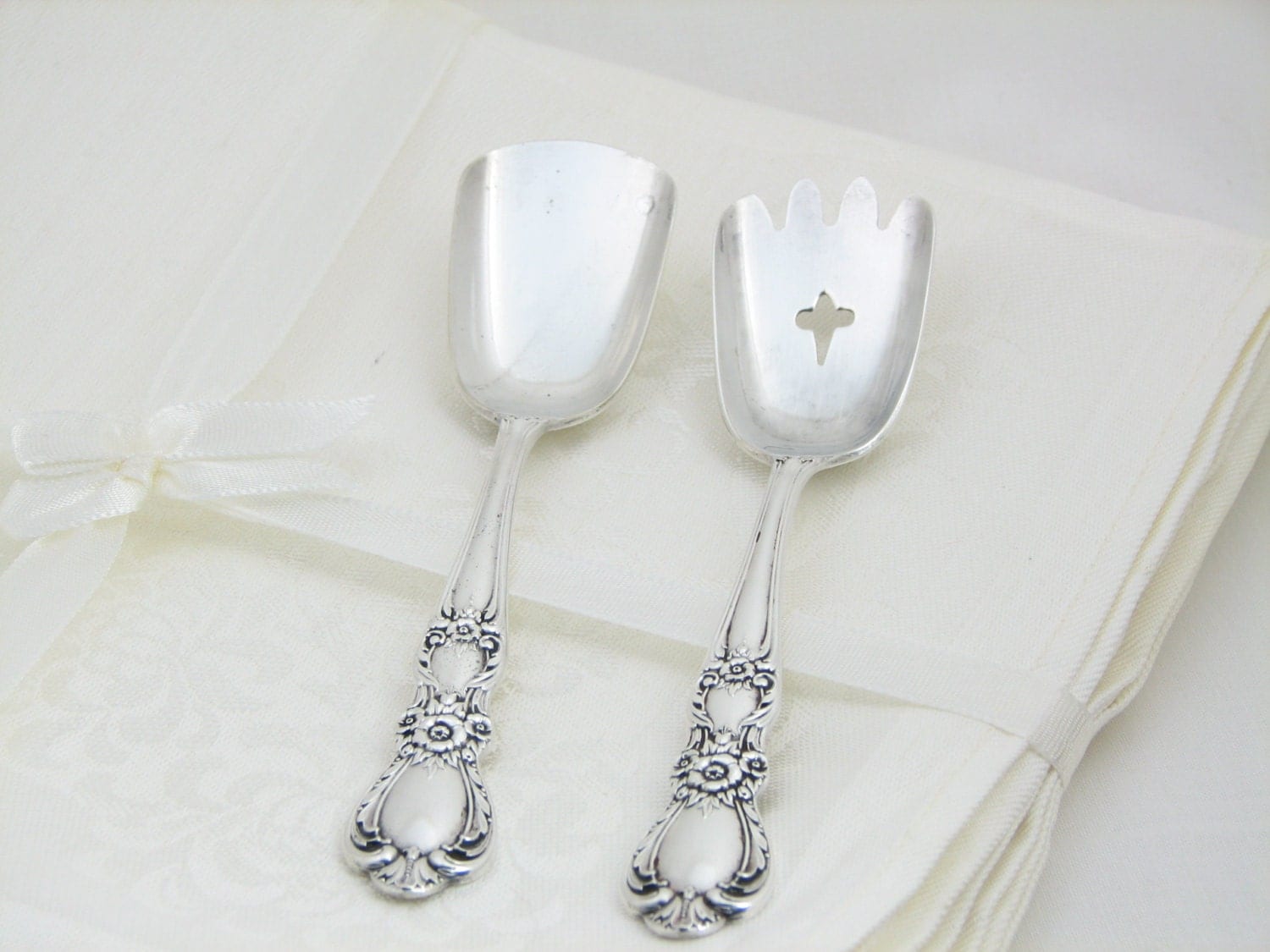 Silver Plated Flatware – Silver Plated Spoons – Pair of Small Serving ...