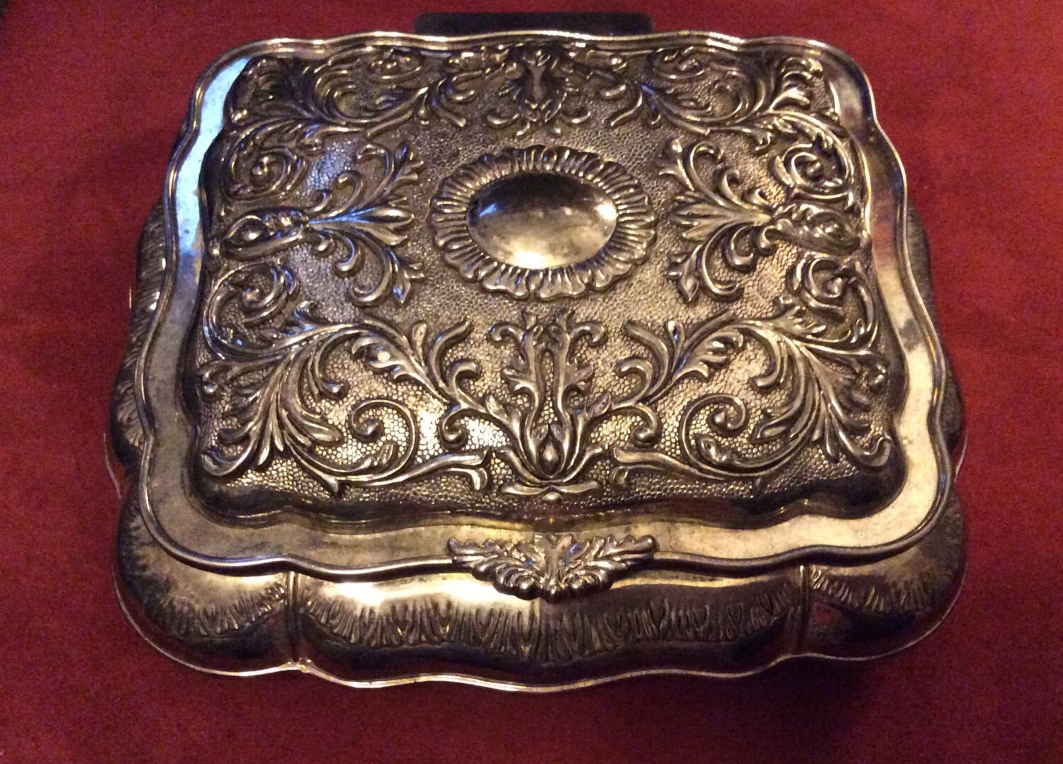 Mid Century Heritage Ltd Gilded Silver Keepsake Box With Red Velvet ...