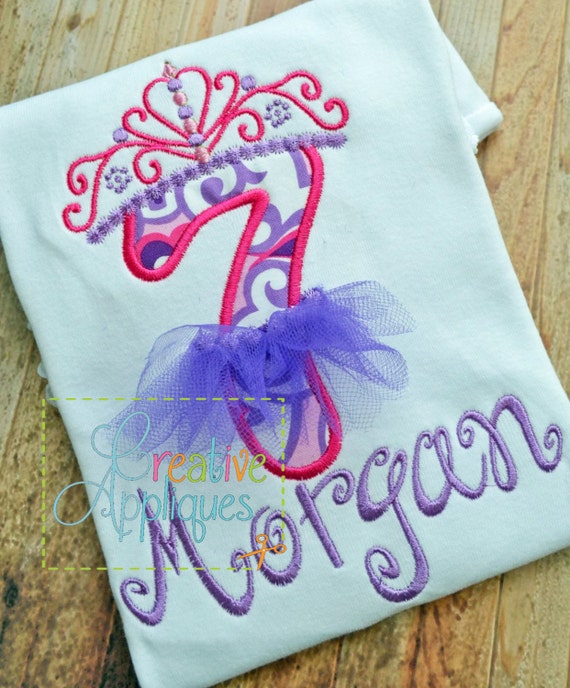 Princess Ballerina Tutu Crown Tiara Number 7 by Creativeapplique