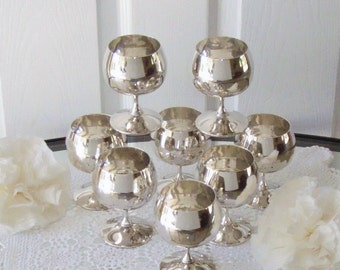 8 Silver Goblets, Silver Plate Glasses, Toasting Glasses, Water Glasses ...