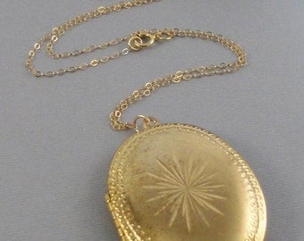 Gold locket necklace | Etsy