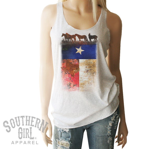 Texas Tank with Horses. Texas Shirt. Texas by SouthernGirlApparel