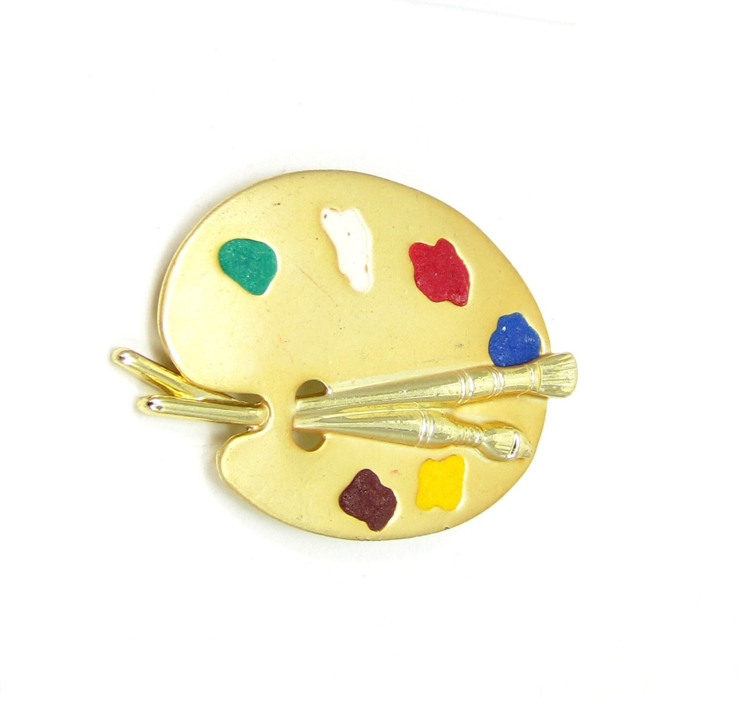 AJC Artist Painters Gold Tone Pin Brooch Paint Palette Vintage