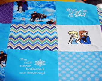 Handmade Cotton FROZEN Quilt with Embroidered Frozen Characters. The ...