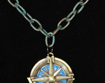Items similar to Gold Sword with Compass Rose Pendant - Steampunk ...