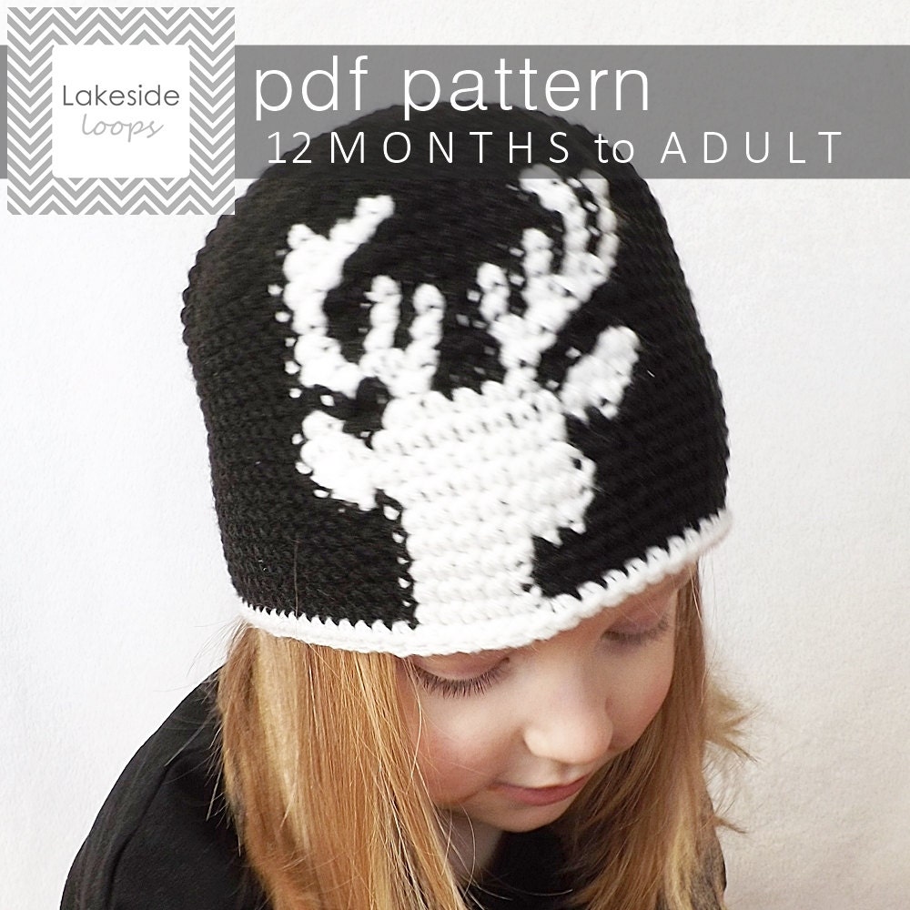 Crochet Pattern Dylan Deer Silhouette Hat/Beanie by LakesideLoops