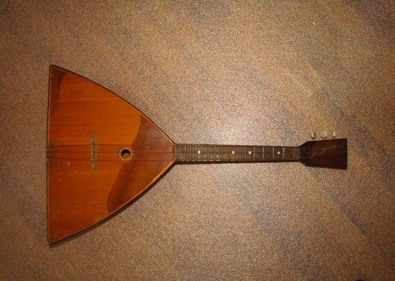 Russian Vintage Balalaika 3 String Wooden Musical by SellerrareUA