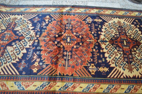 Vintage Caucasian Pattern Tribal Area Rug by TEKKARUG on Etsy
