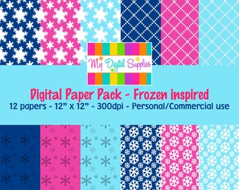 FROZEN THEME PARTY - Digital paper pack scrapbook paper diy