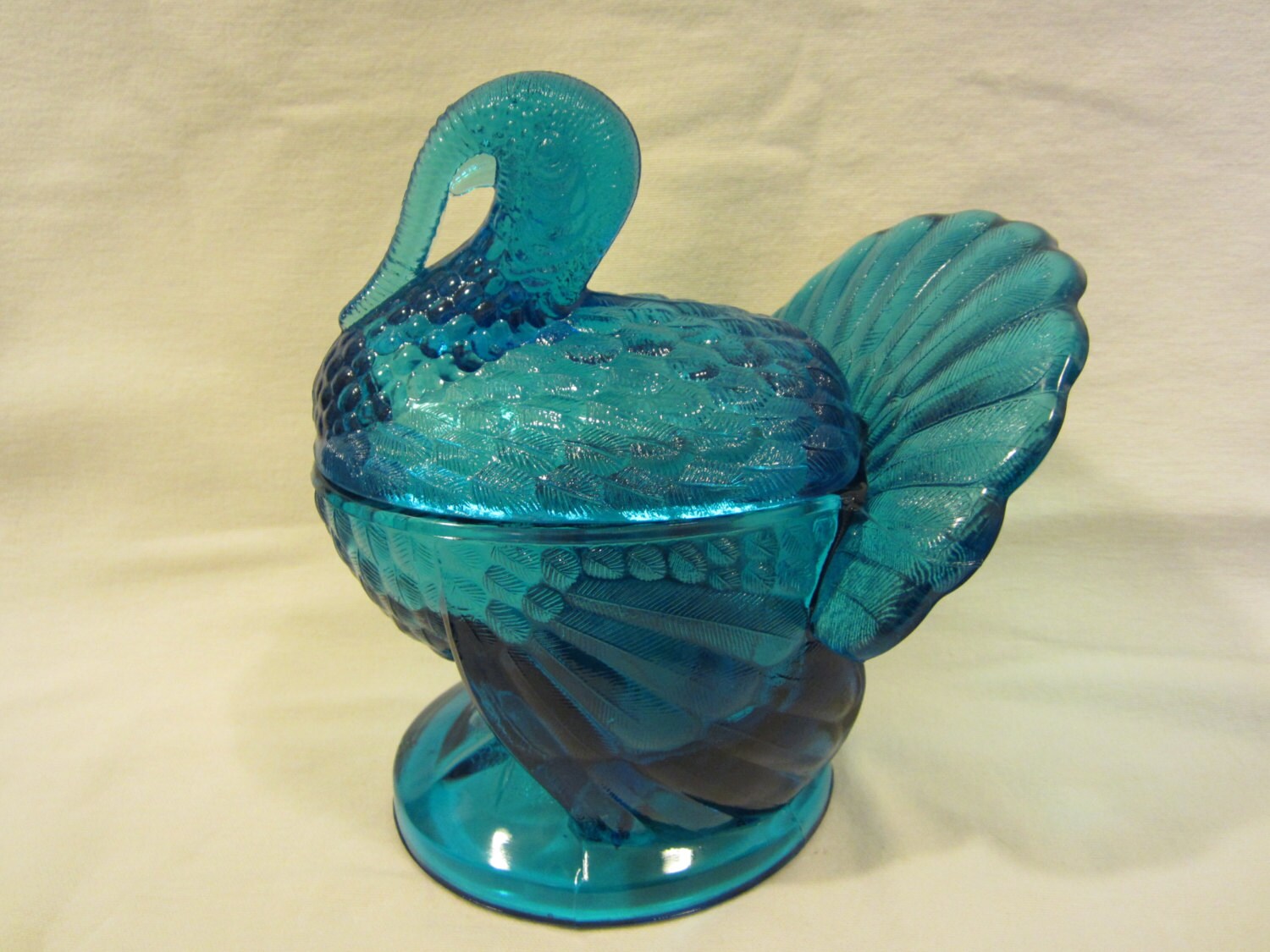 Vintage 1970’s L. E. Smith Blue Glass Candy Dish With Lid In The Shape ...