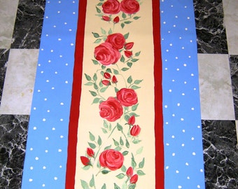 FLOORCLOTH FRENCH COUNTRY hand painted rug Primitive