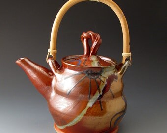 Teapot with Cane Handle - Desert Colors - Handmade Ceramic Teapot