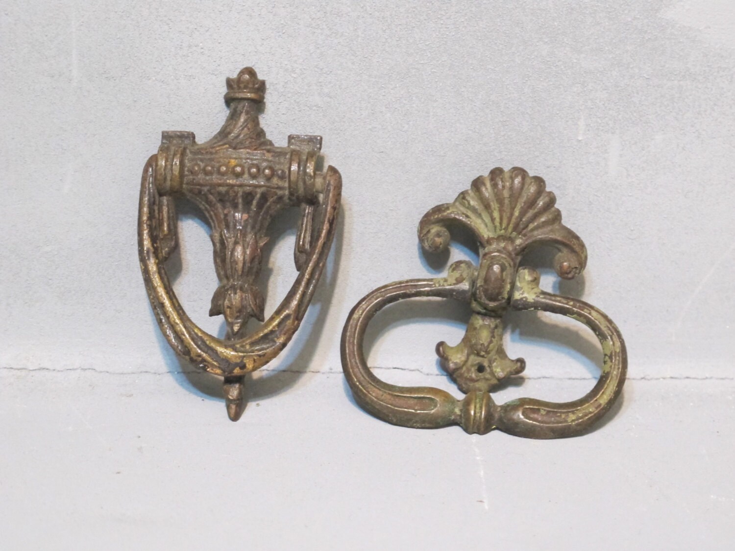 Vintage Ornate Drawer Pull Set of 2 / Salvaged Antique Gothic Door ...