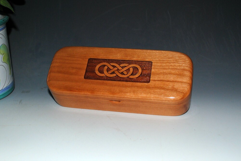 Solid Cherry Handmade Wooden Pen Box With Laser Engraved Double ...