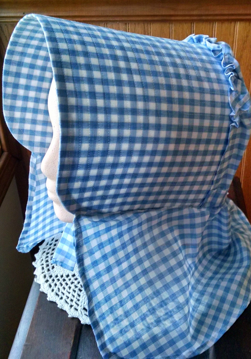Grandma's Old Fashioned Bonnet Blue Gingham