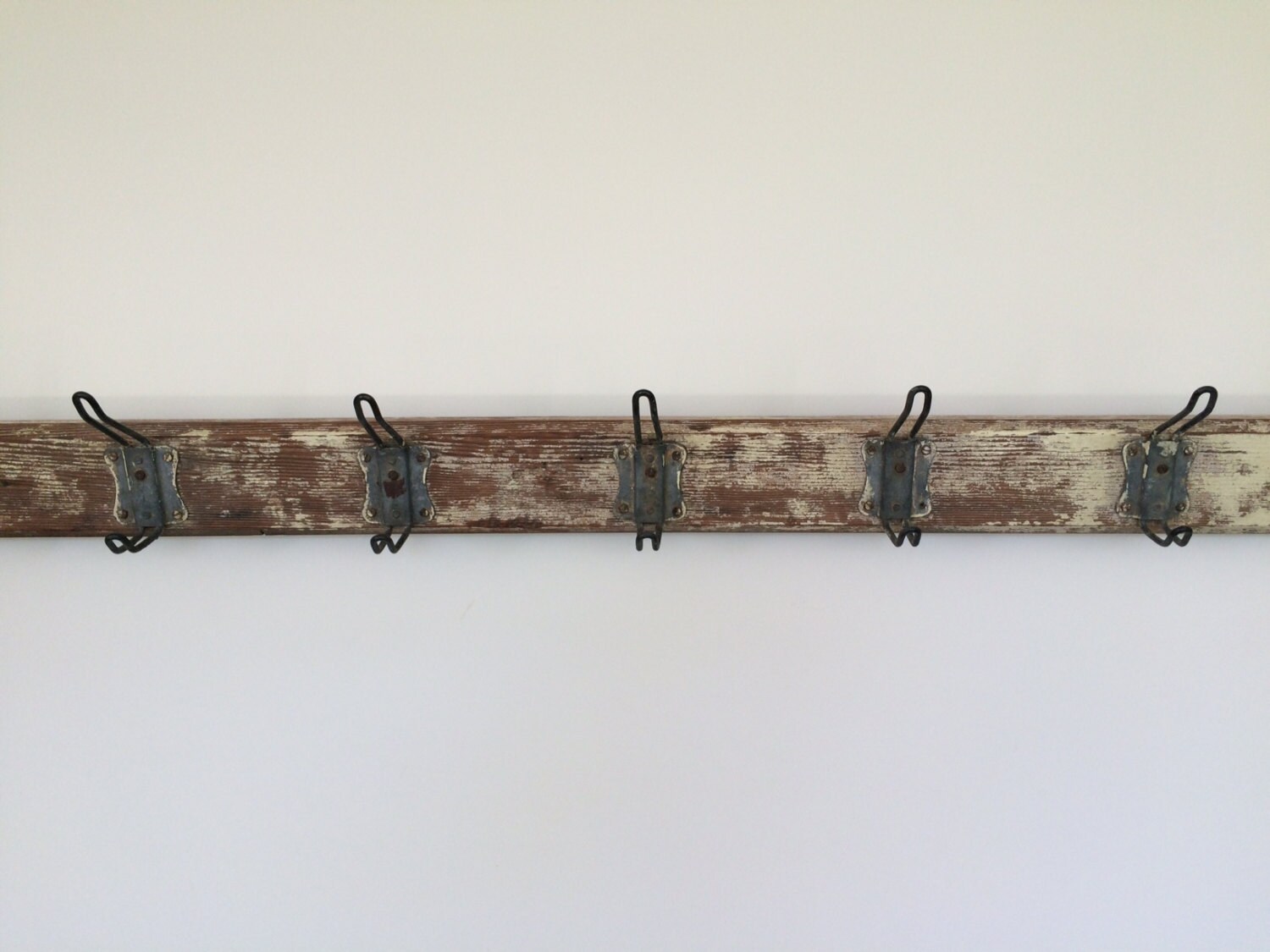 Industrial Vintage Long Row Eight Coat Hooks Mounted, Old School Locker ...