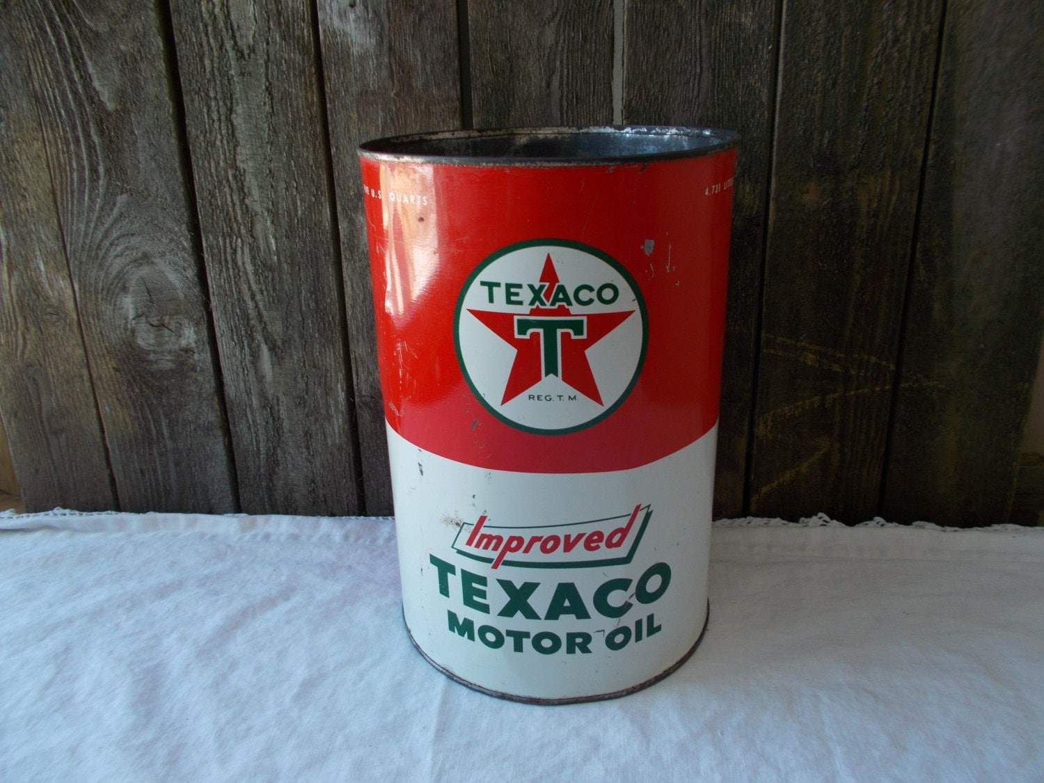 Vintage Texaco Motor Oil Can 5 Quarts by sewupcycle on Etsy