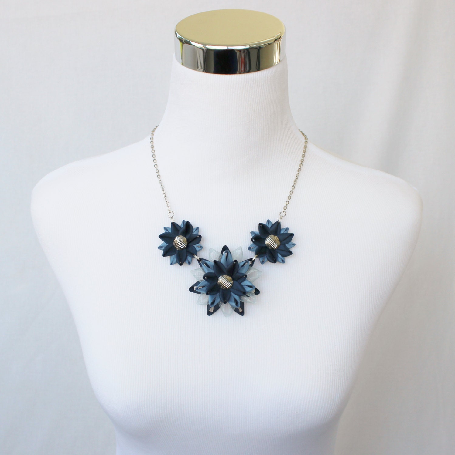 Blue Necklace Peacock Blue Jewelry Antique Blue Statement