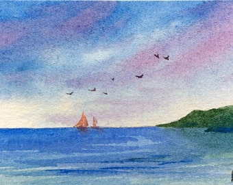Items similar to Painting ACEO Boats on Etsy