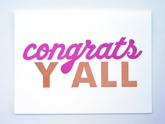 Items similar to Congrats Y'all Letterpress Card on Etsy