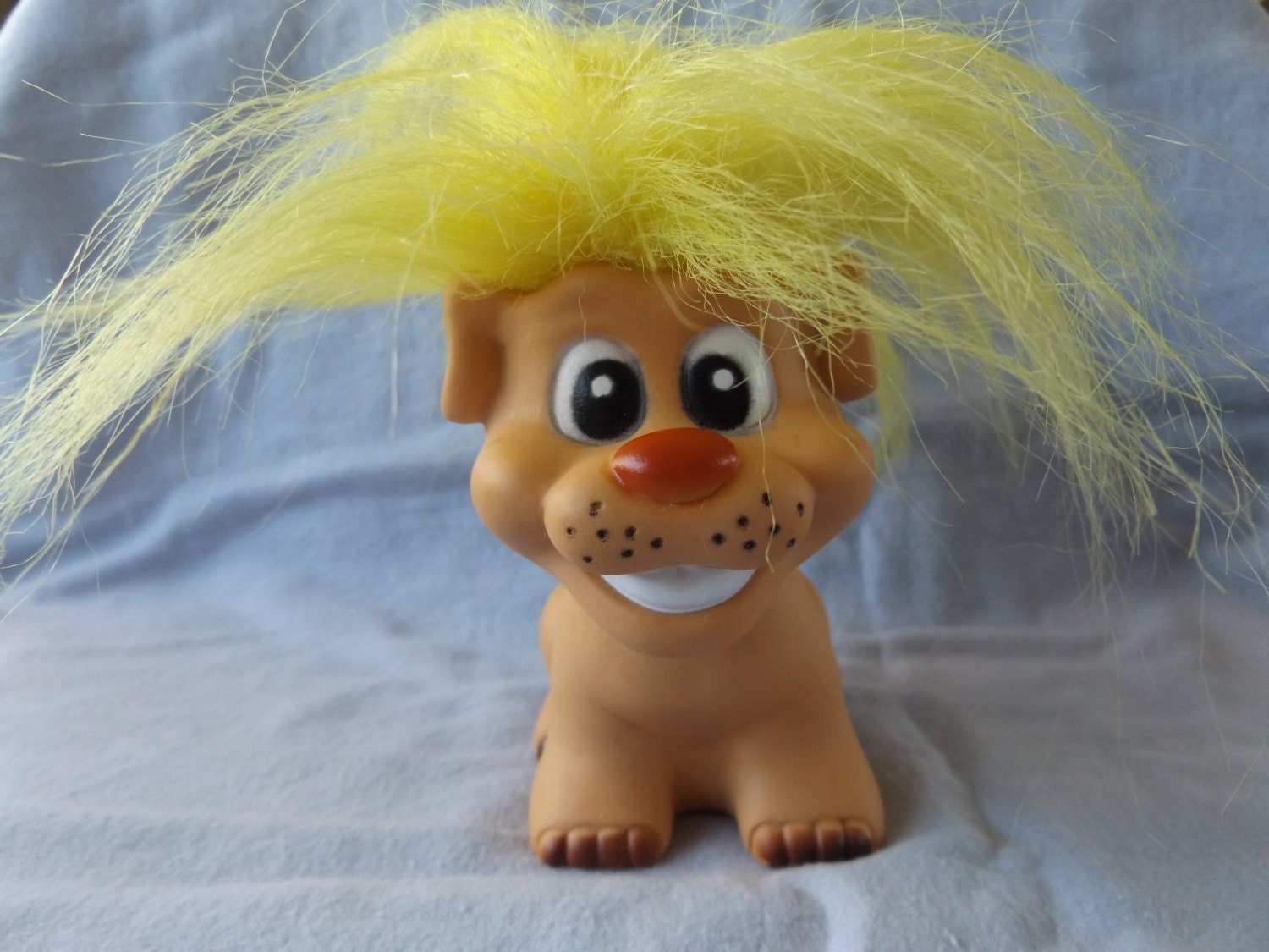 Vintage Troll Dog / Good Luck Doll / Hard Plastic/ Rubber