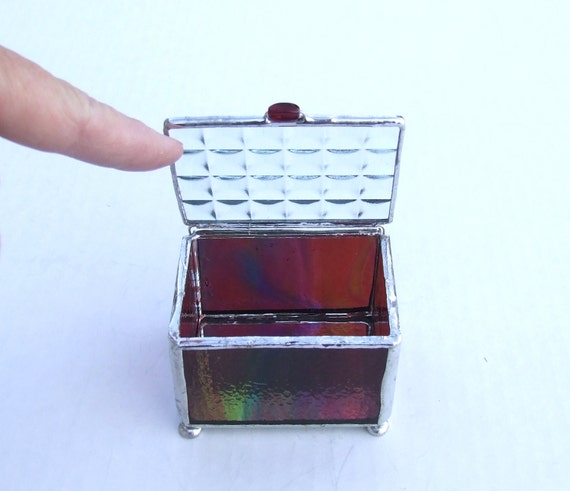 Stained Glass Box With Colorful Streaky Stained Glass And