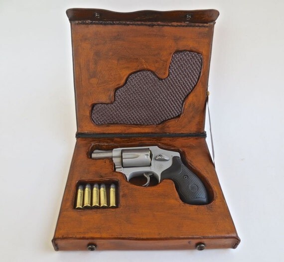 Leather gun case for a Smith / Wesson by WoodBoneAndStone on Etsy
