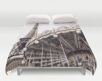 Paris Duvet Cover - Twin, Queen or King sizes - Paris bedding, Carousel ...