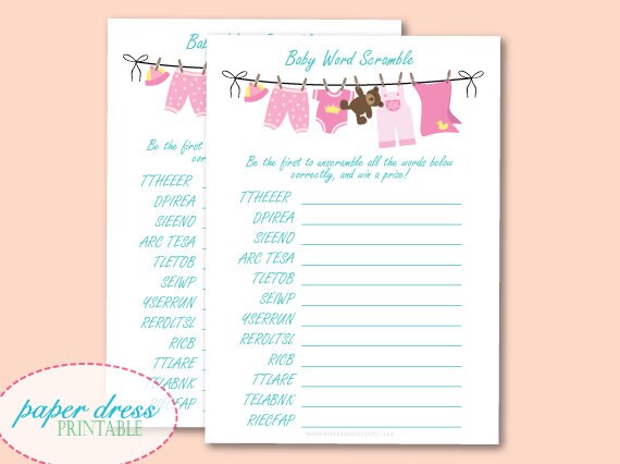 Items similar to INSTANT Download - Baby Shower Clothesline Word ...