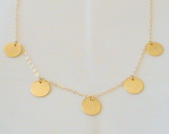 Gold Disc Necklace- Delicate Necklace- Gold Dainty Necklace- Fashion ...