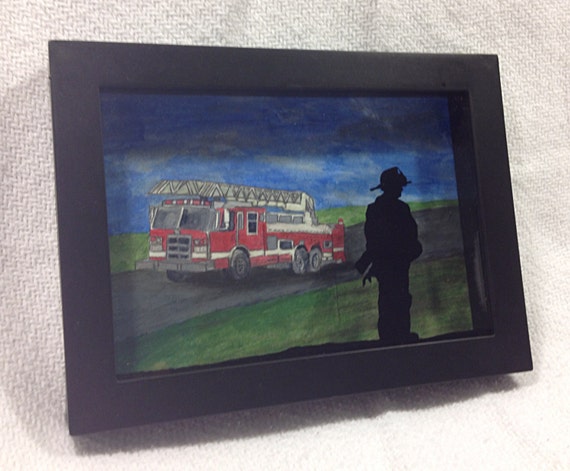 Firefighter Shadow Box by INSTEPhens on Etsy