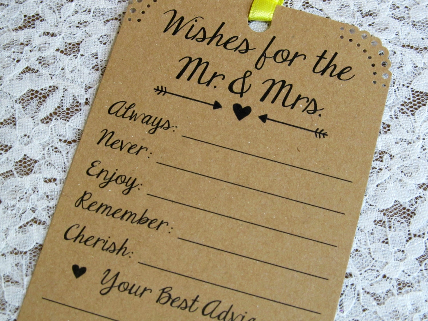 Set of 12 Bridal Shower or Wedding Wishing Tree Tags / Advice