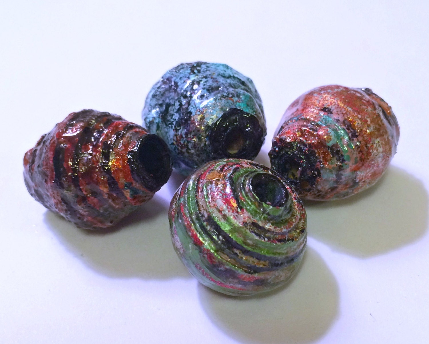 Mixed Lot Large Focal Paper Beads Round Bicone Teardrop