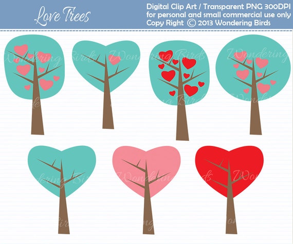 Love Tree Clipart Digital Clip Art Instant Download