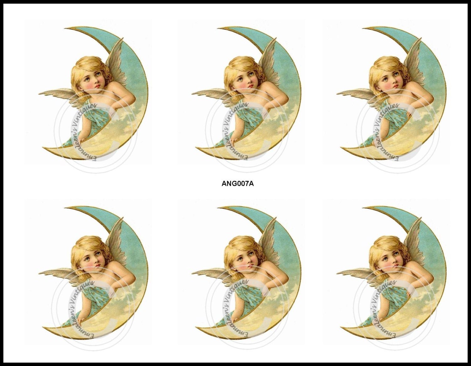 Vintage Angel Cherub And Half Moon Waterslide Decals U PICK COLOR ...