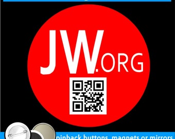 JW.org QR code set of 25 Pinback Buttons or magnets or mirrors colors ...