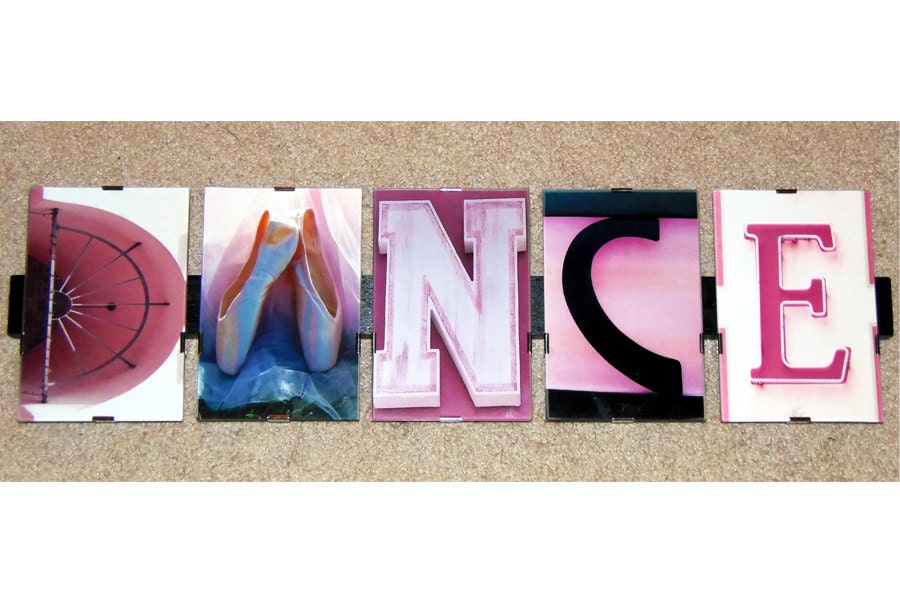 Pink DANCE Word Art Picture Frame Alphabet Photography 4x6