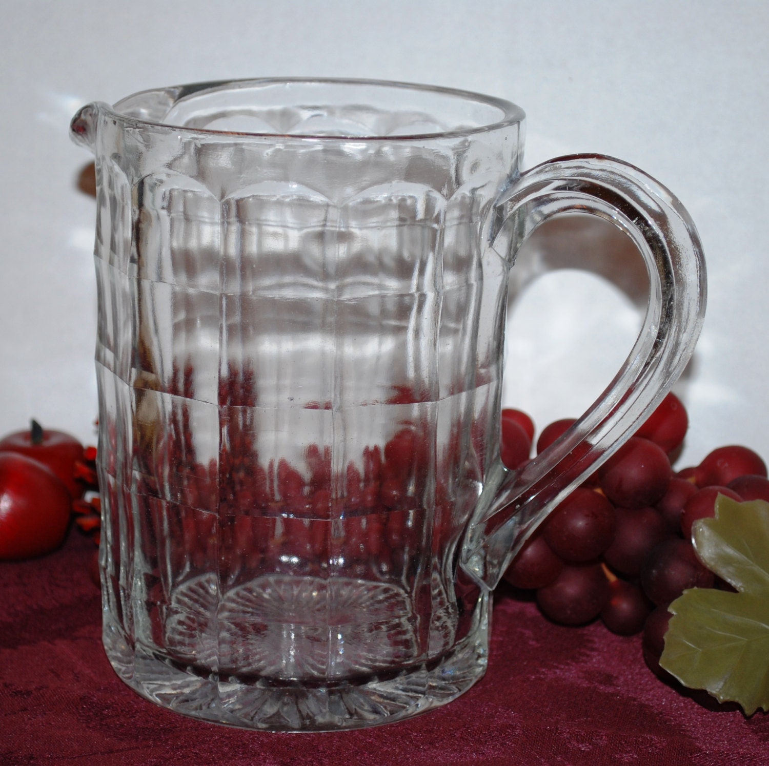 Vintage Crystal Clear 32 Oz. Block Pattern Starburst Bottom Milk/Water ...