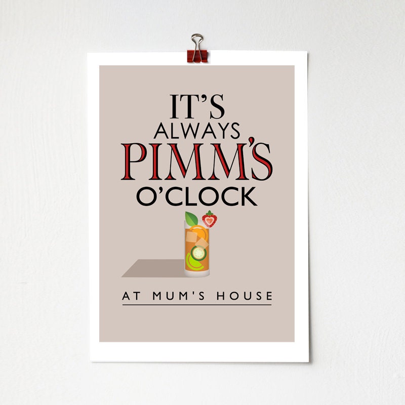 Personalised It's Always Pimm's O'Clock Print A4 by BJEartshop