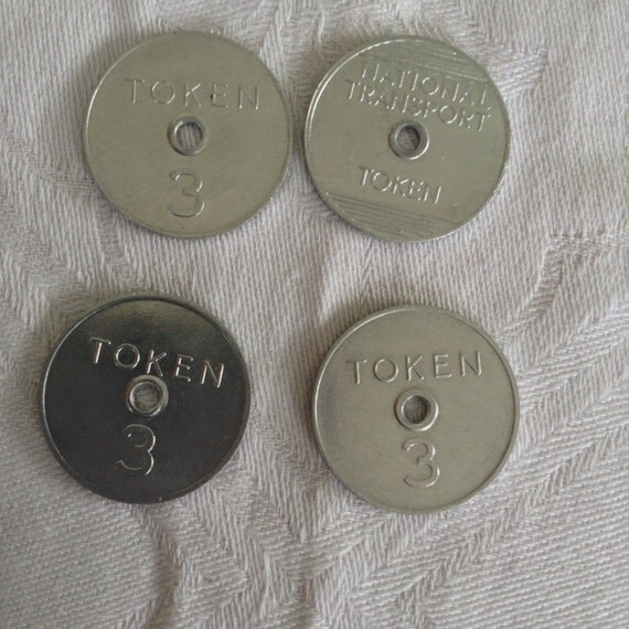 4 National Transport Tokens Bus Train Coins Mixed