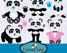 Unique panda bear clipart related items | Etsy