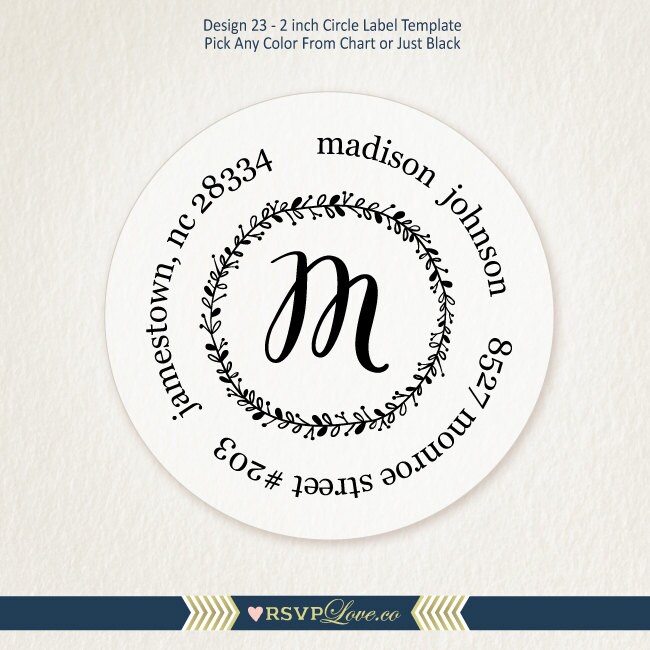 Address Label Printable 2 inch Circle Label Design by rsvplove