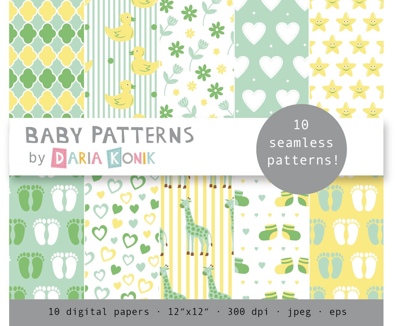 Gender Neutral Baby Patterns-girl and boy green and yellow