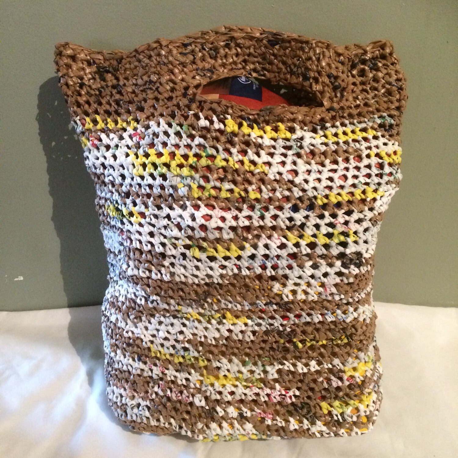 Large Size Upcycled Reuseable Plastic Bag by TheMossyBank on Etsy