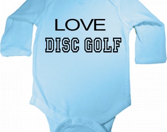 Love Disc Golf golfer golfing baby infant bodysuit color and size ...