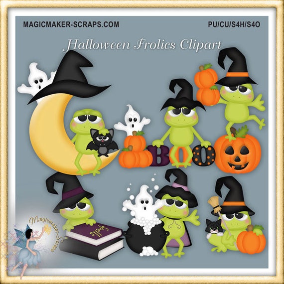 Halloween Witch Frog Clipart