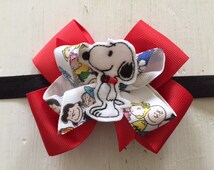 Snoopy Hair Bow Headband, Black and Red Peanuts Gang Snoopy Hairbow ...